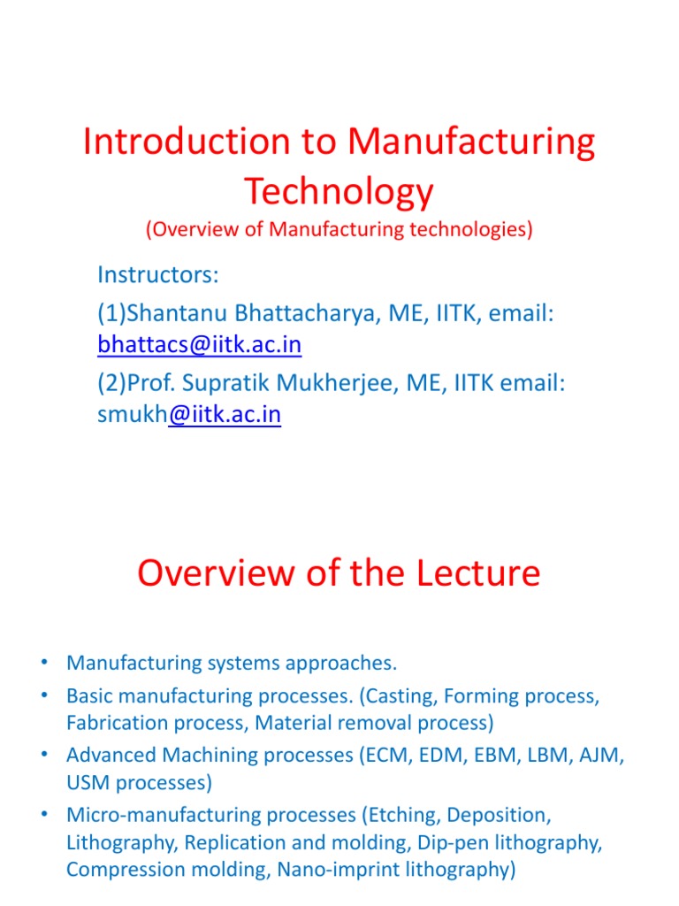Introduction To Manufacturing Technology | PDF | Machining ...