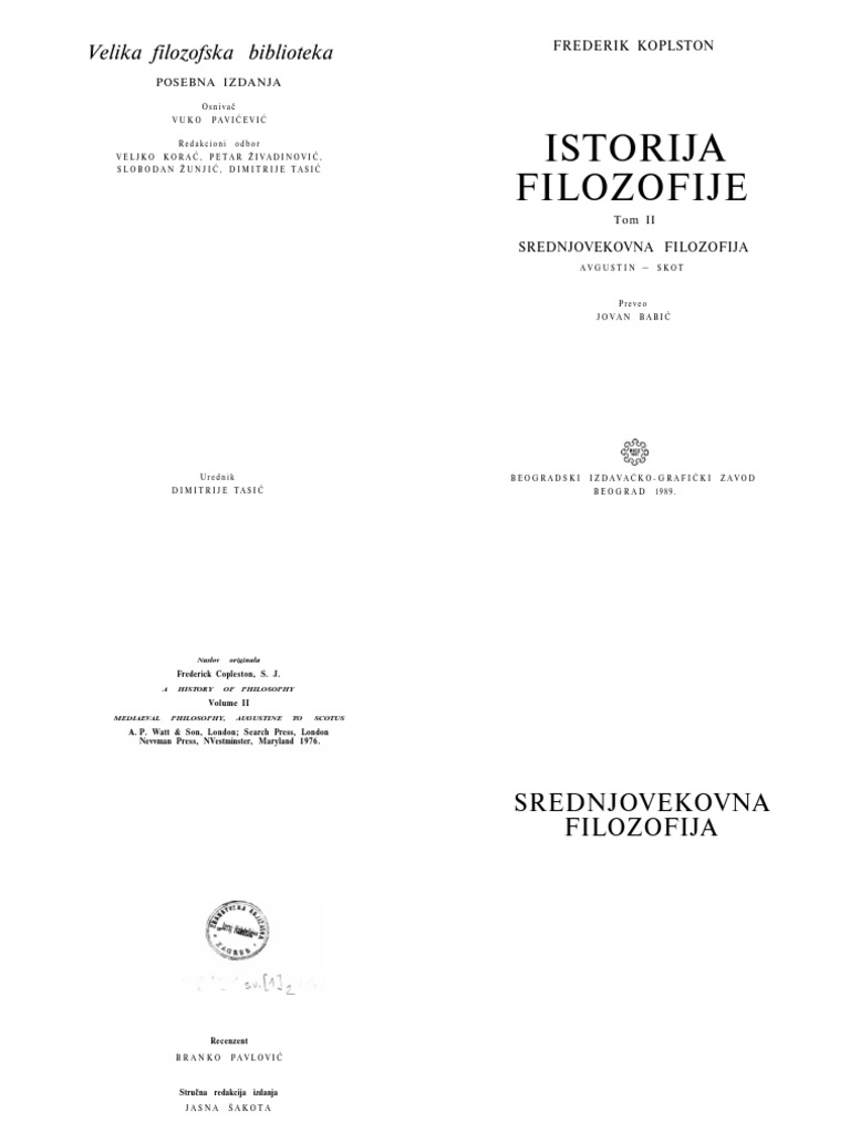 2 Frederik Koplston - Srednjovekovna Filozofija | PDF