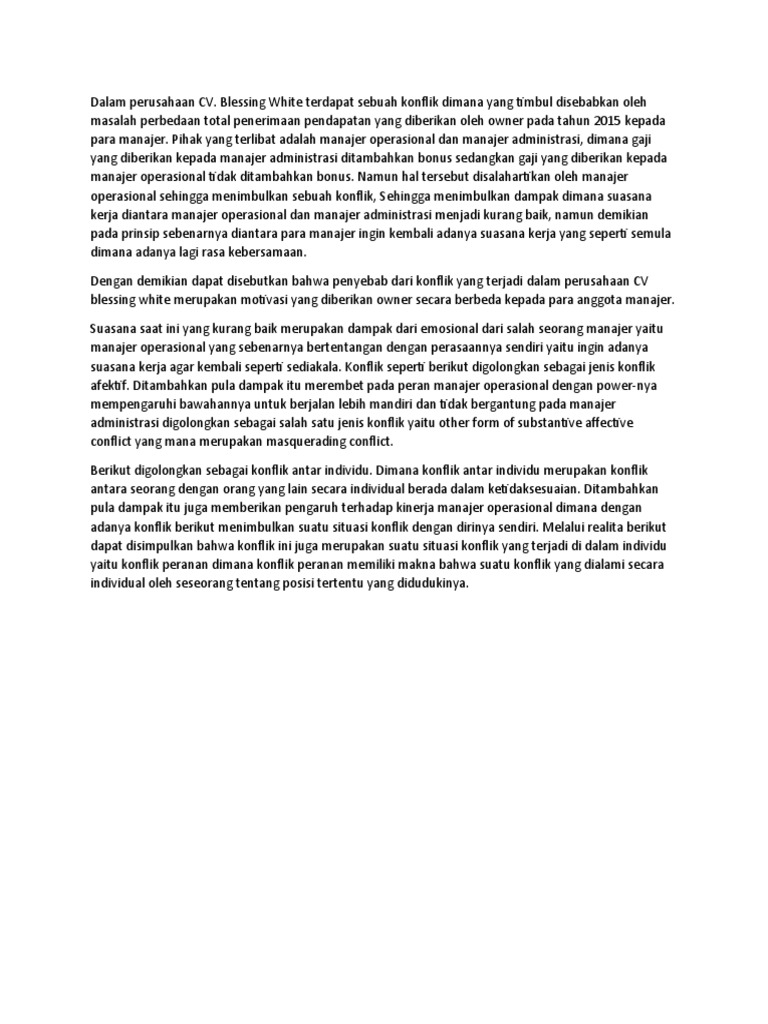 Konflik Manajer CV. Blessing White | PDF