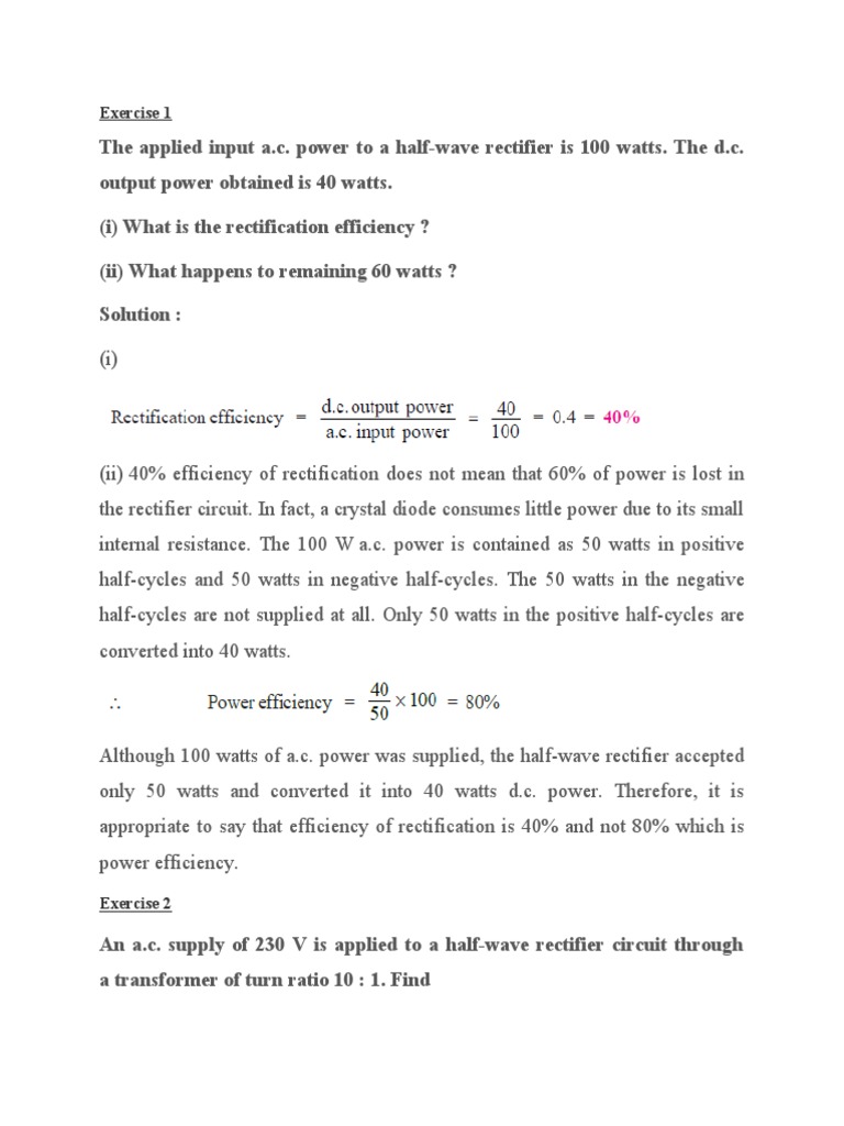 Solution Sheet 2 Electronic Circuits | PDF | Rectifier | Diode
