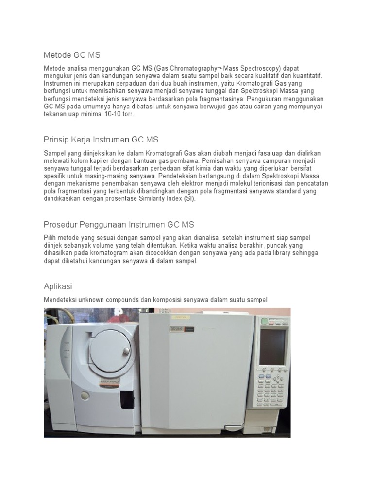Metode GC MS | PDF