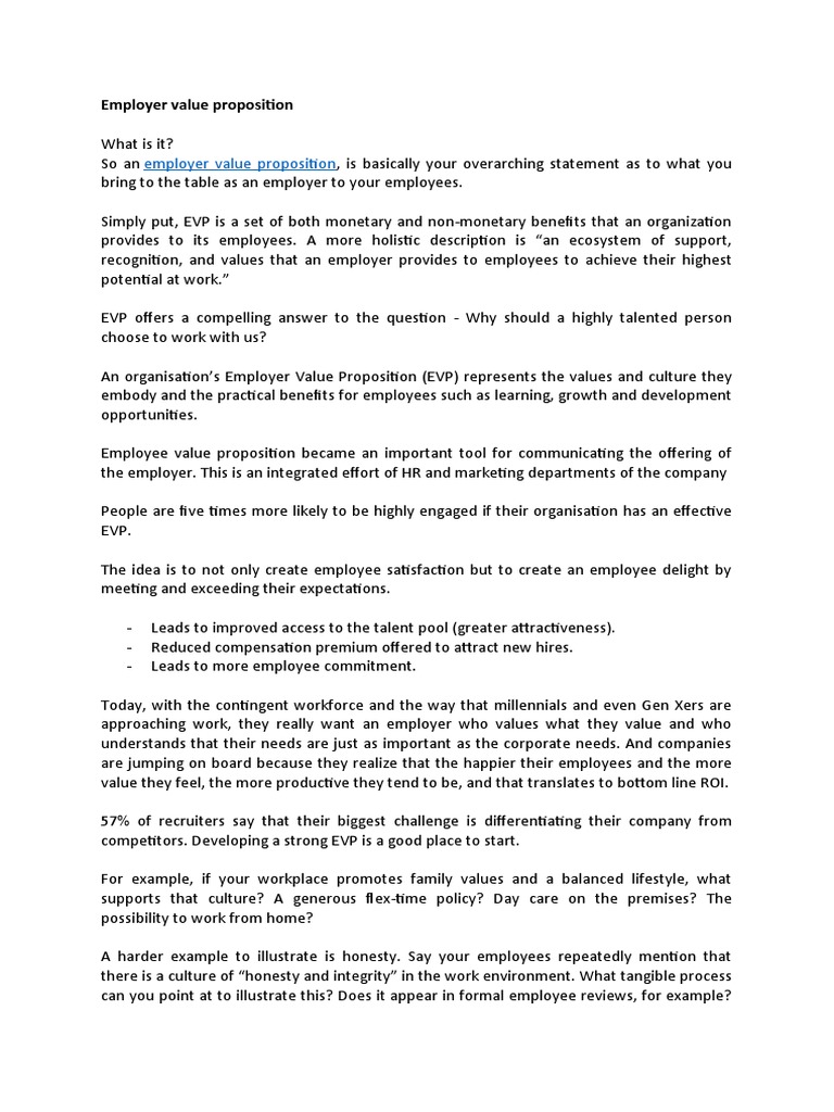 Employer Value Proposition | PDF | Employee Retention | Employment