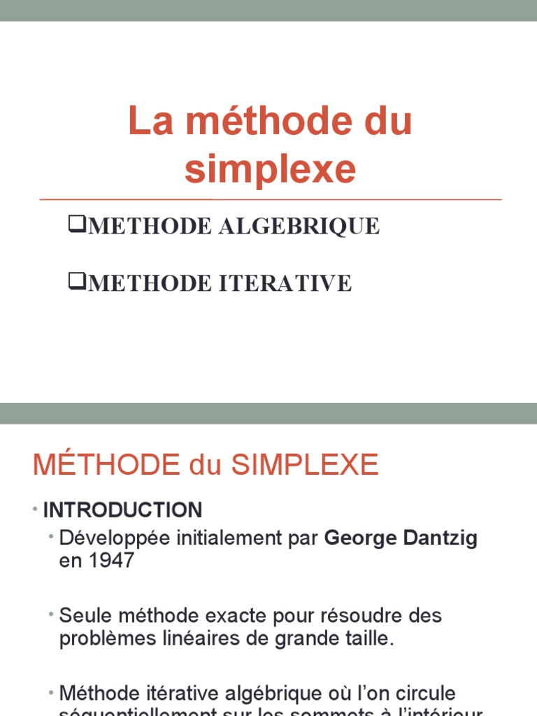 La Méthode Du Simplexe-1 | PDF | Optimisation linéaire | Équations