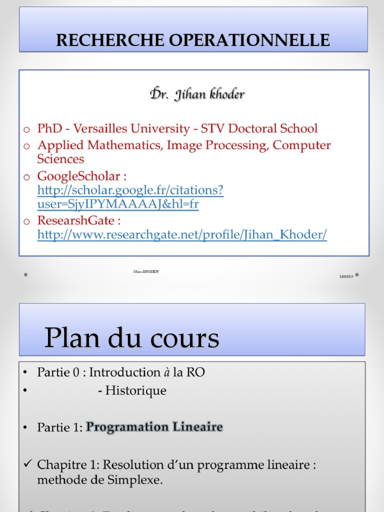 Programmation Lineaire | PDF | Optimisation linéaire | Recherche ...
