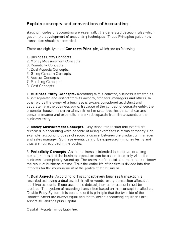 Key Accounting Concepts and Principles | PDF | Finance & Money Management