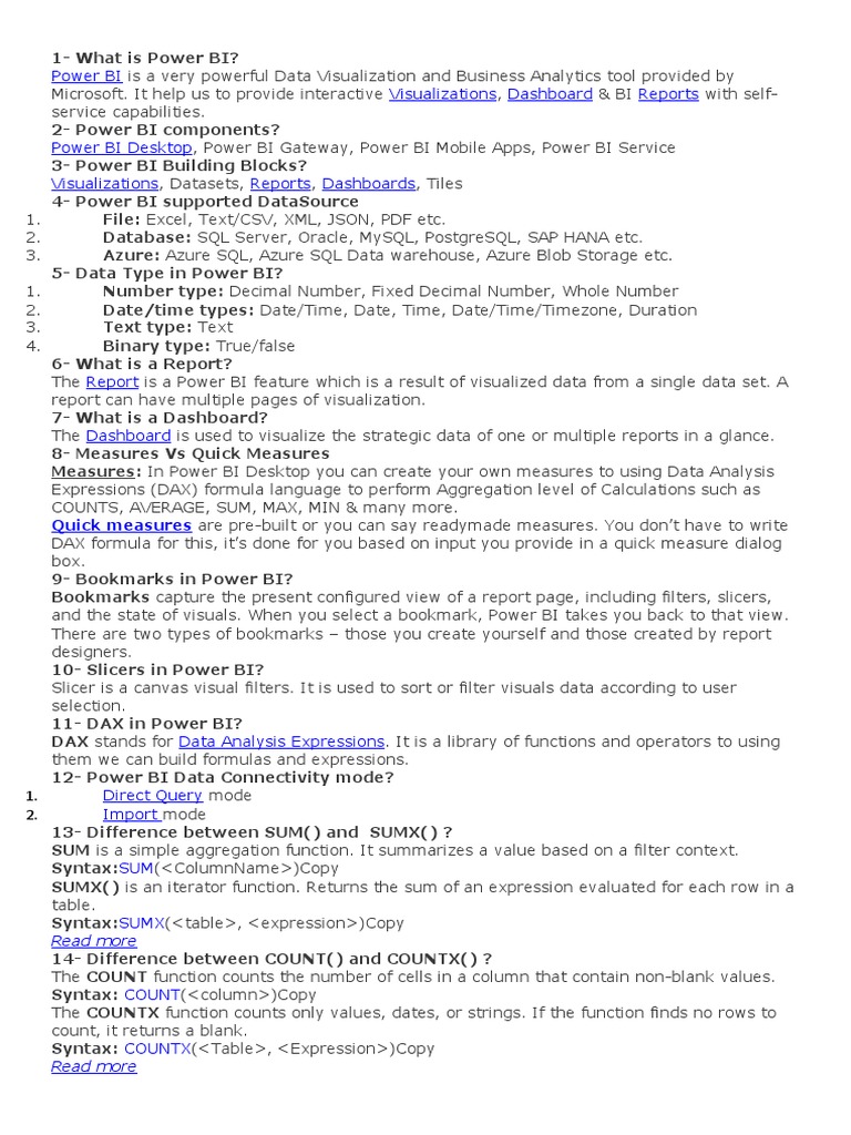 Power-Bi - Interview | PDF | Databases | Microsoft Sql Server