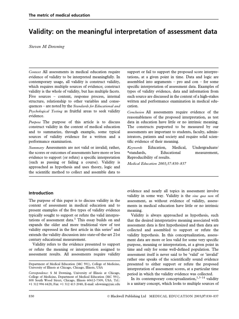 Understanding Validity in Medical Assessment | PDF | Validity ...