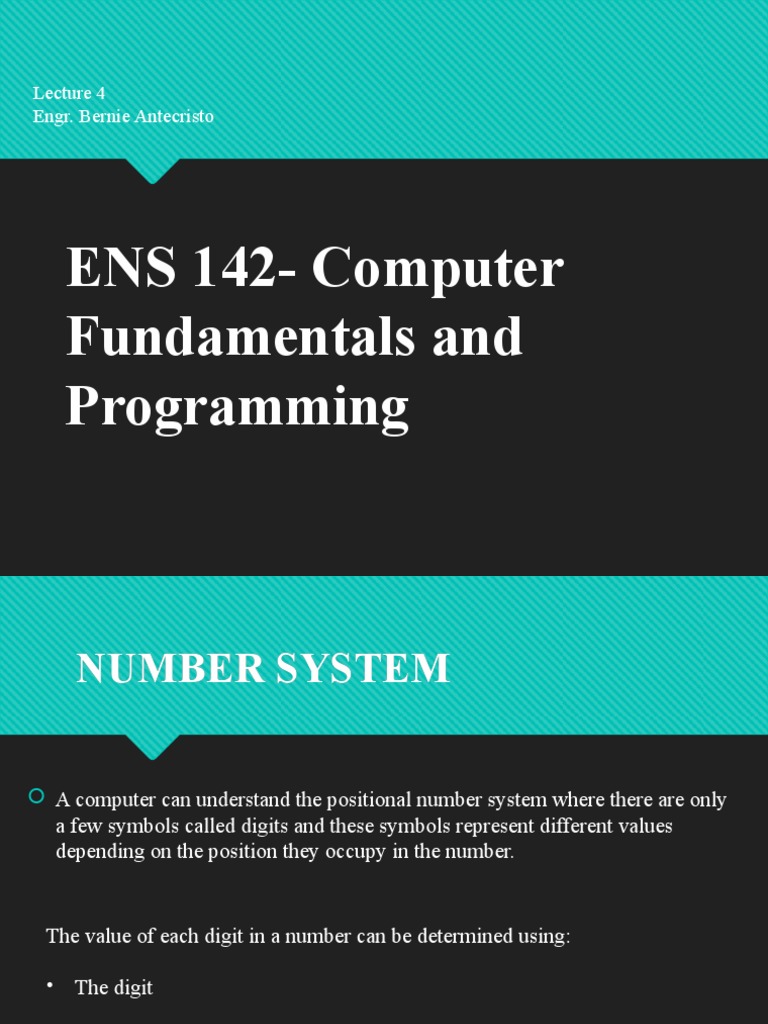 ENS142 Lecture on Number Systems | PDF | Naming Conventions | Encodings