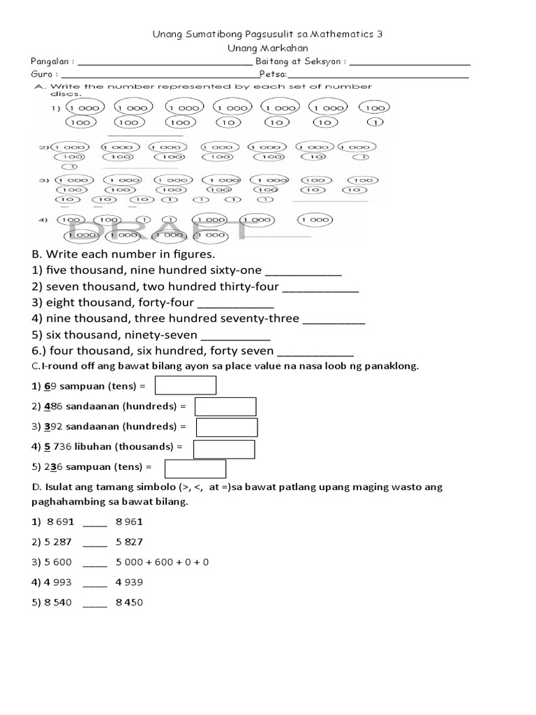 Q1 1st Summative Test - Gr3 | PDF