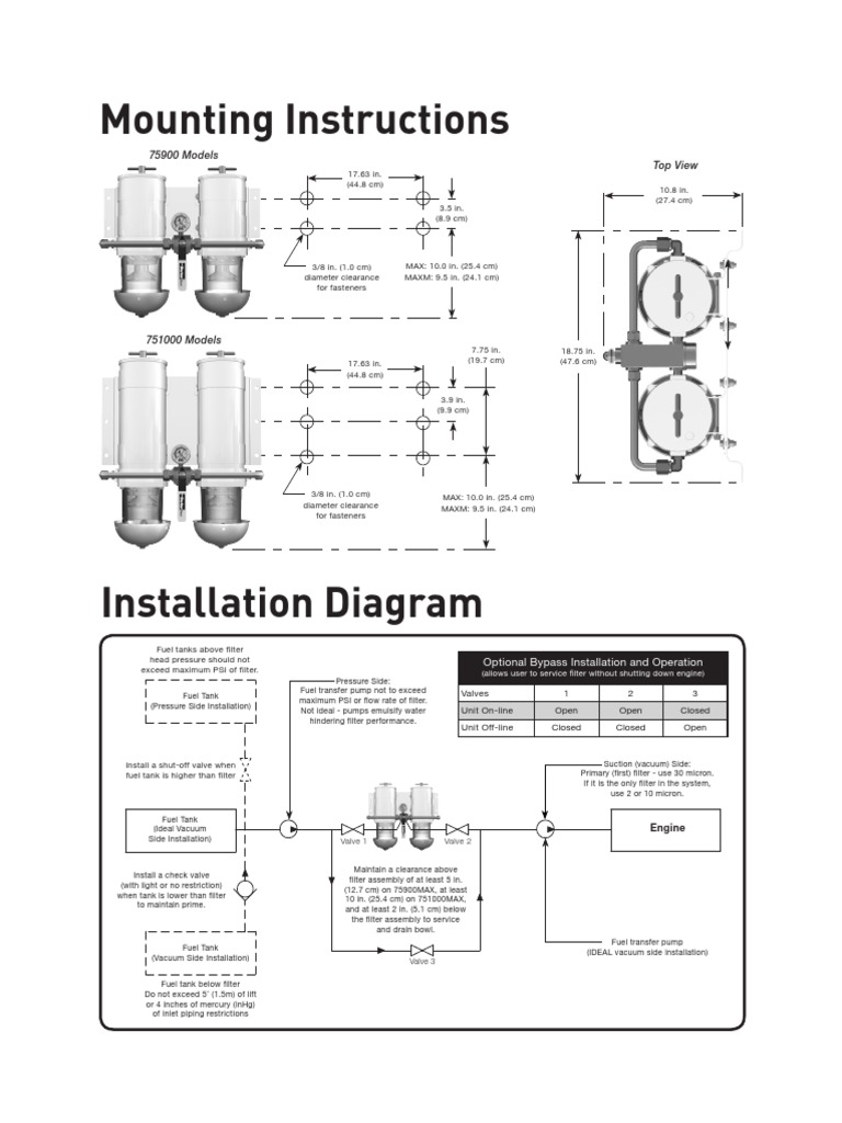 Racor Installation+Service | PDF | Pump | Valve
