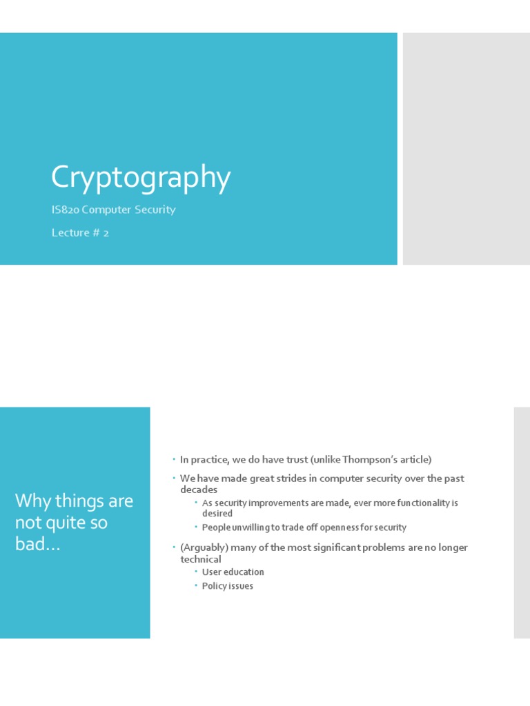 Cryptography: IS820 Computer Security Lecture # 2 | PDF | Cryptography | Key (Cryptography)