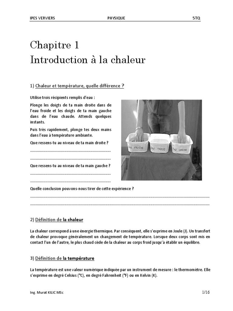 Introduction à la chaleur et mesure | PDF | Thermomètre | Température