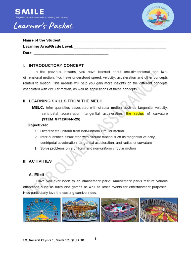 10 RO - General Physics 1 - Grade 12 - Q1 - LP 10 | PDF | Acceleration ...