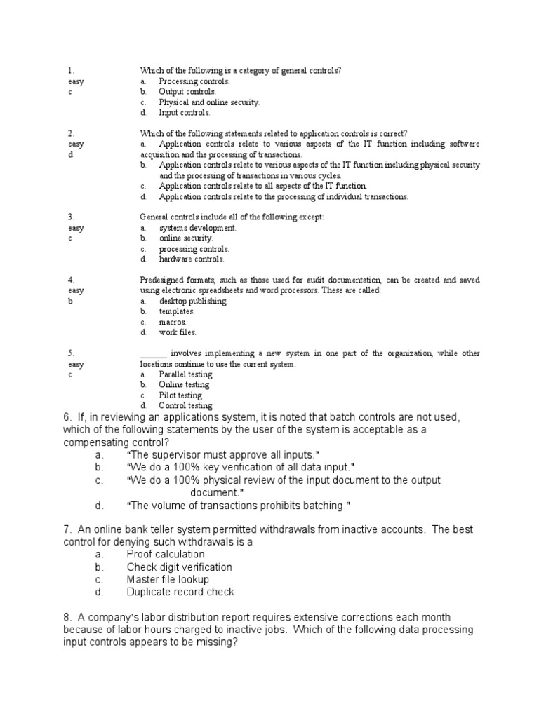 Aud Questions 01 | PDF | Application Software | Input/Output