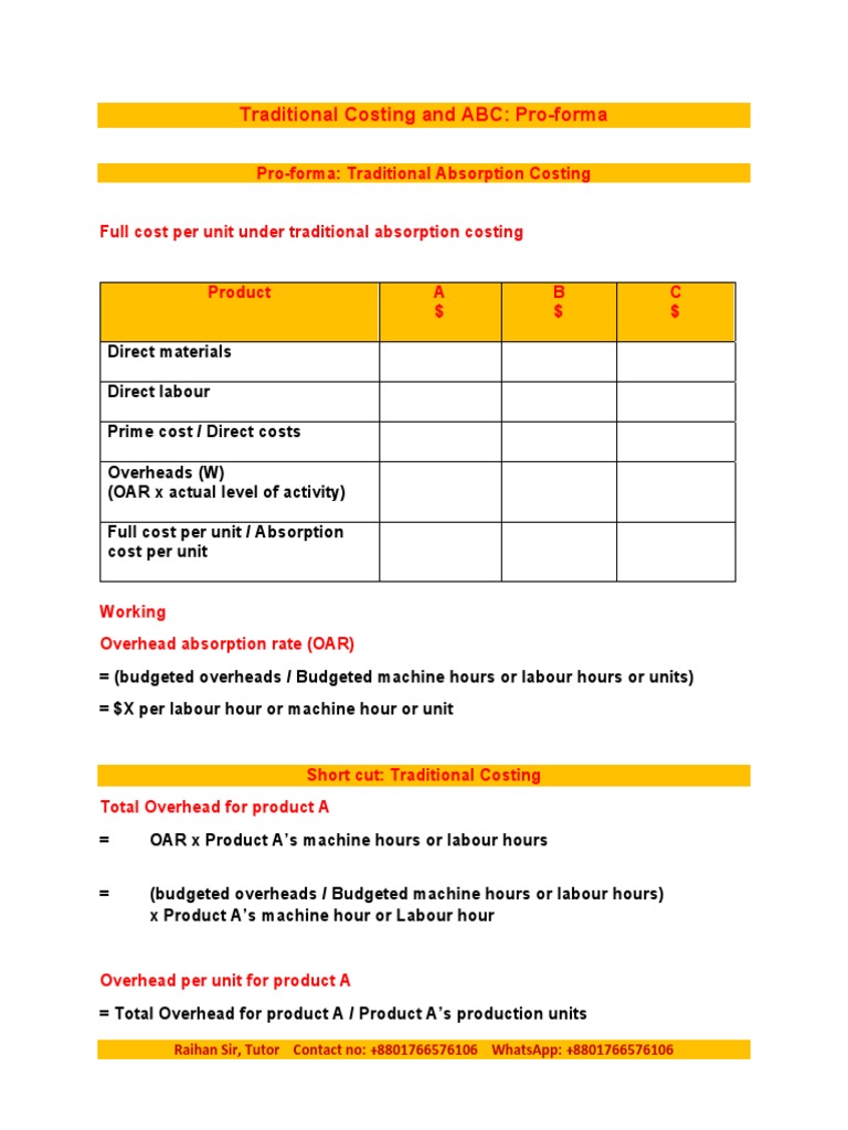 Traditional vs ABC Costing Explained | PDF | Production And ...