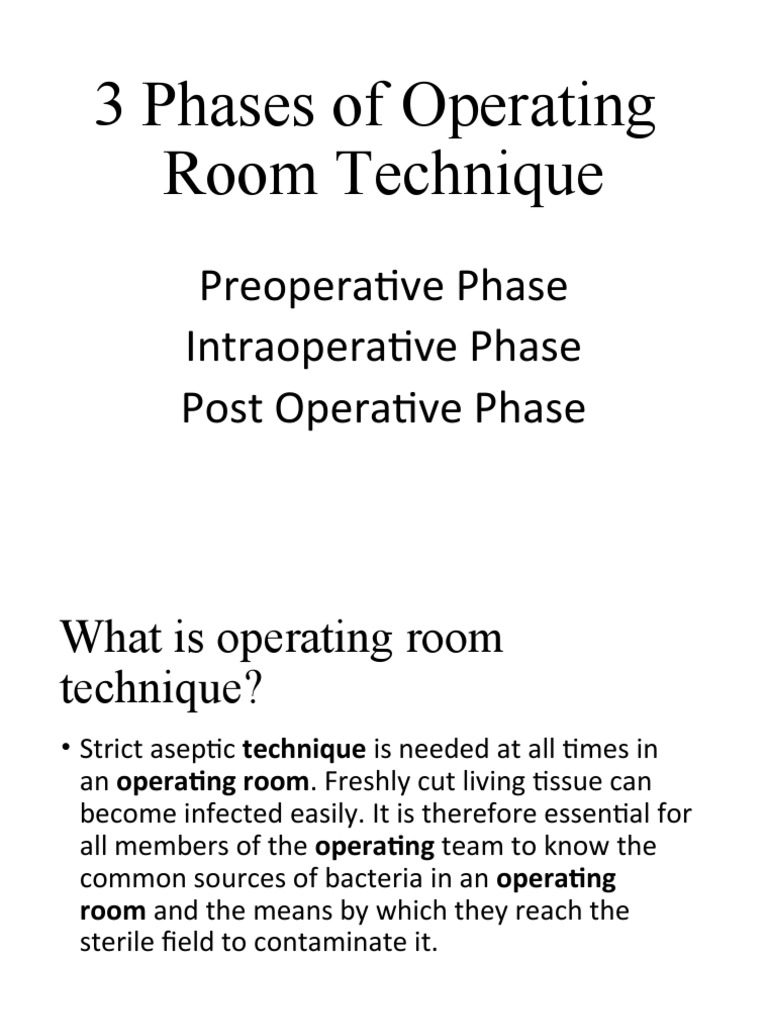 3 Phases of Operating Room Technique: Preoperative Phase Intraoperative ...
