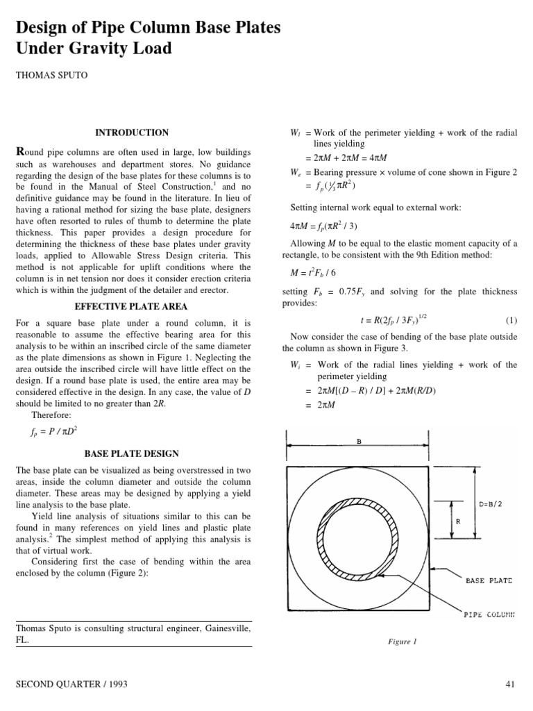 Pipe Column Base Plate Design-1 | PDF | Area | Column
