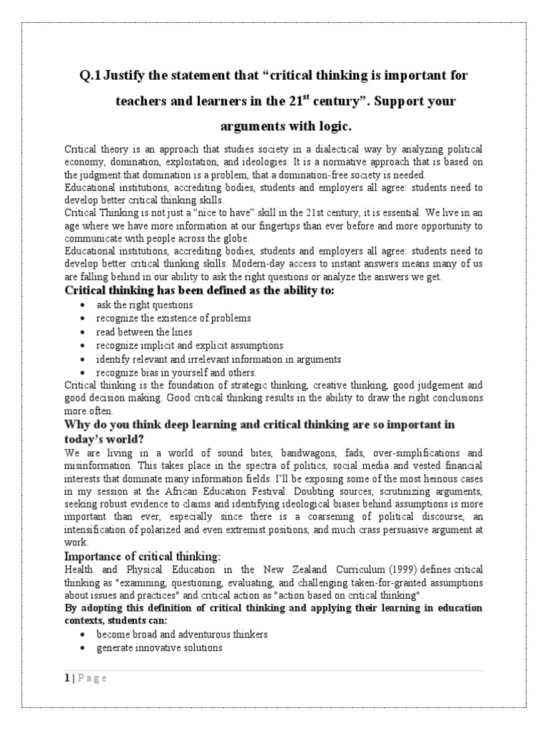 8611 Assignment 1 | Download Free PDF | Critical Theory | Critical Thinking