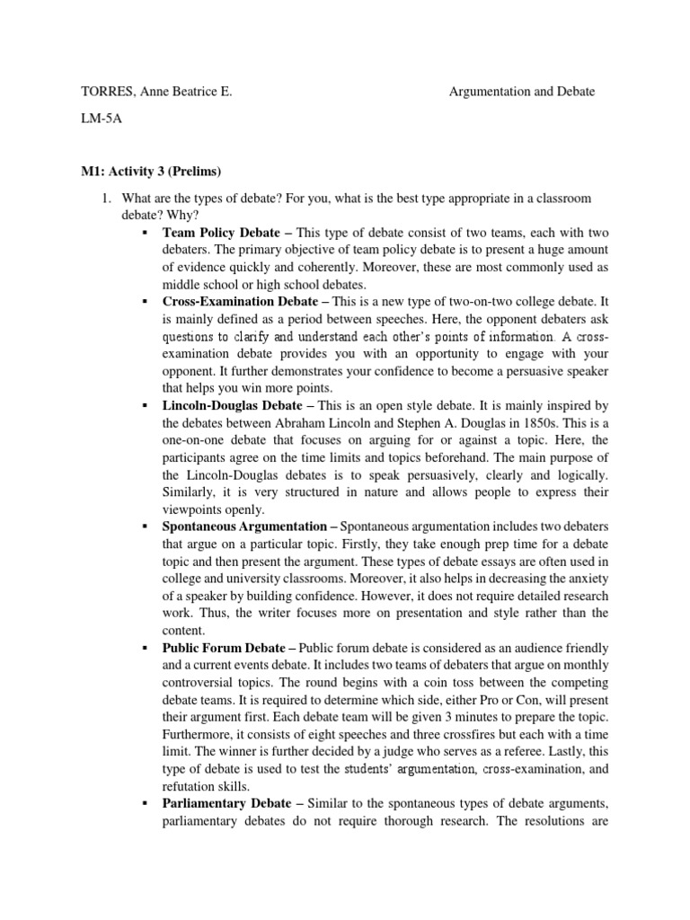 Types of Debate | PDF | Policy