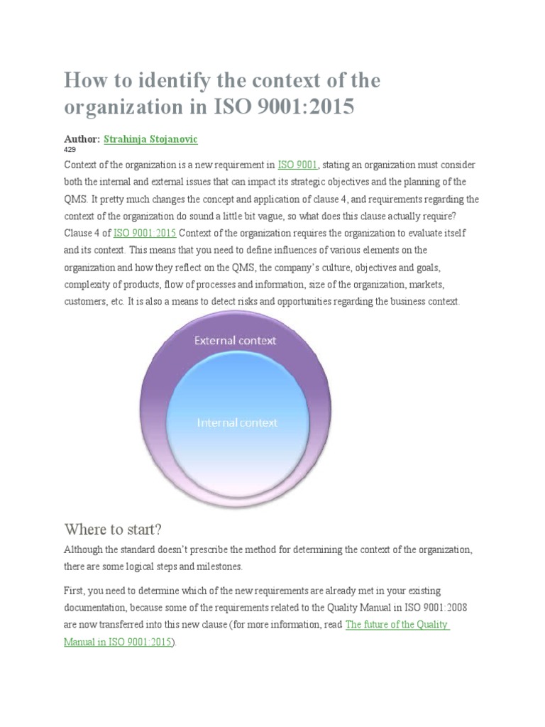 Identifying ISO 9001 Context Requirements | PDF | Iso 9000 | Quality ...