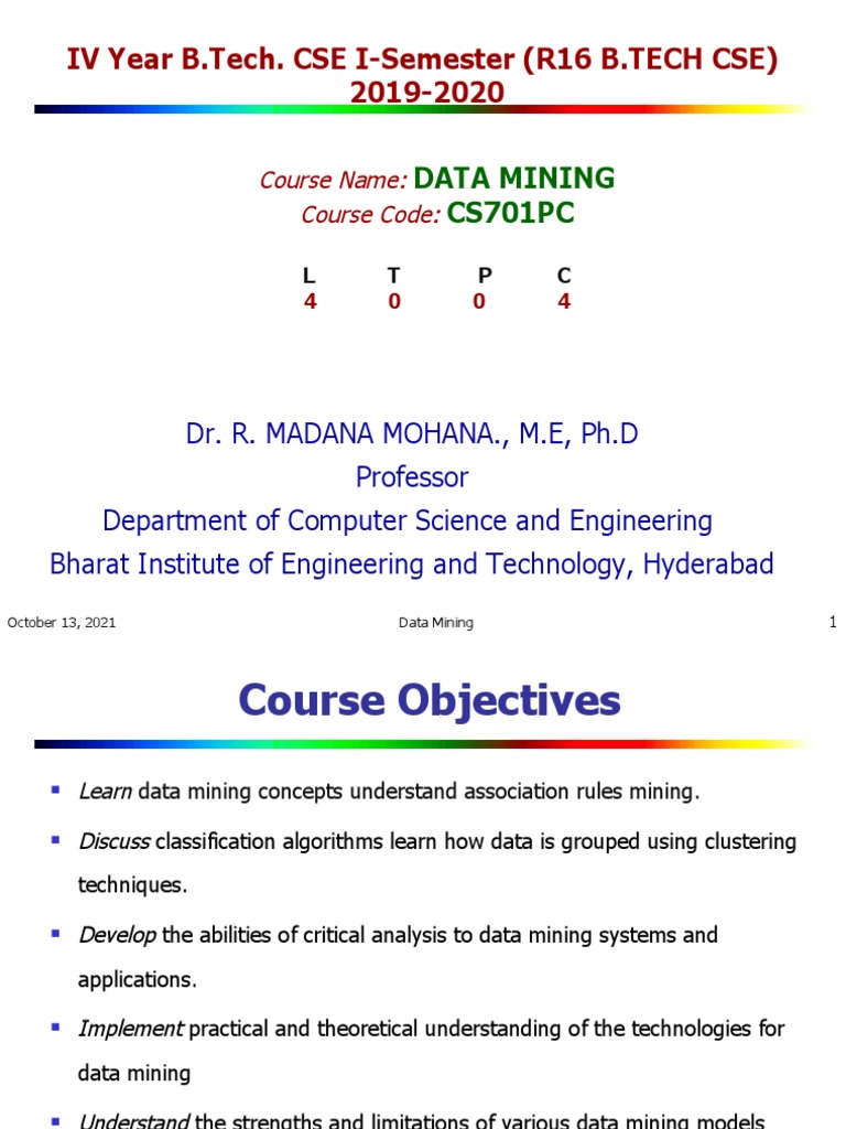 RMM Unit-I Introdution To Data Mining | PDF | Data Mining | Cluster Analysis