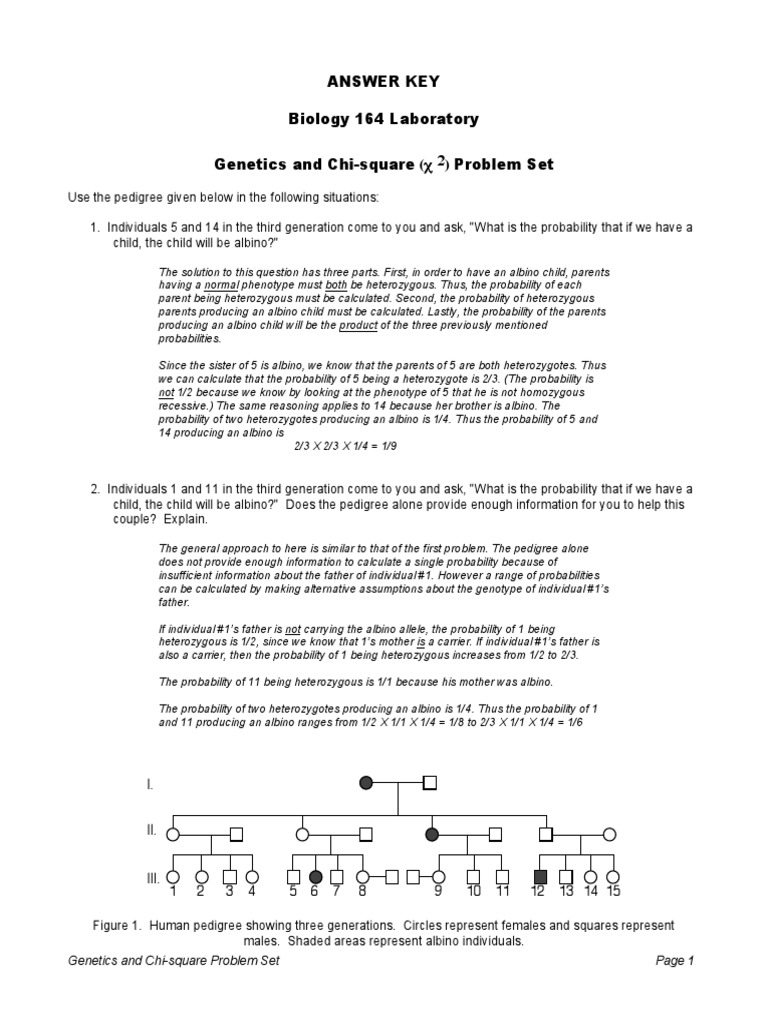 Genetics and Chi-square Problem Set Answers | PDF | Zygosity ...