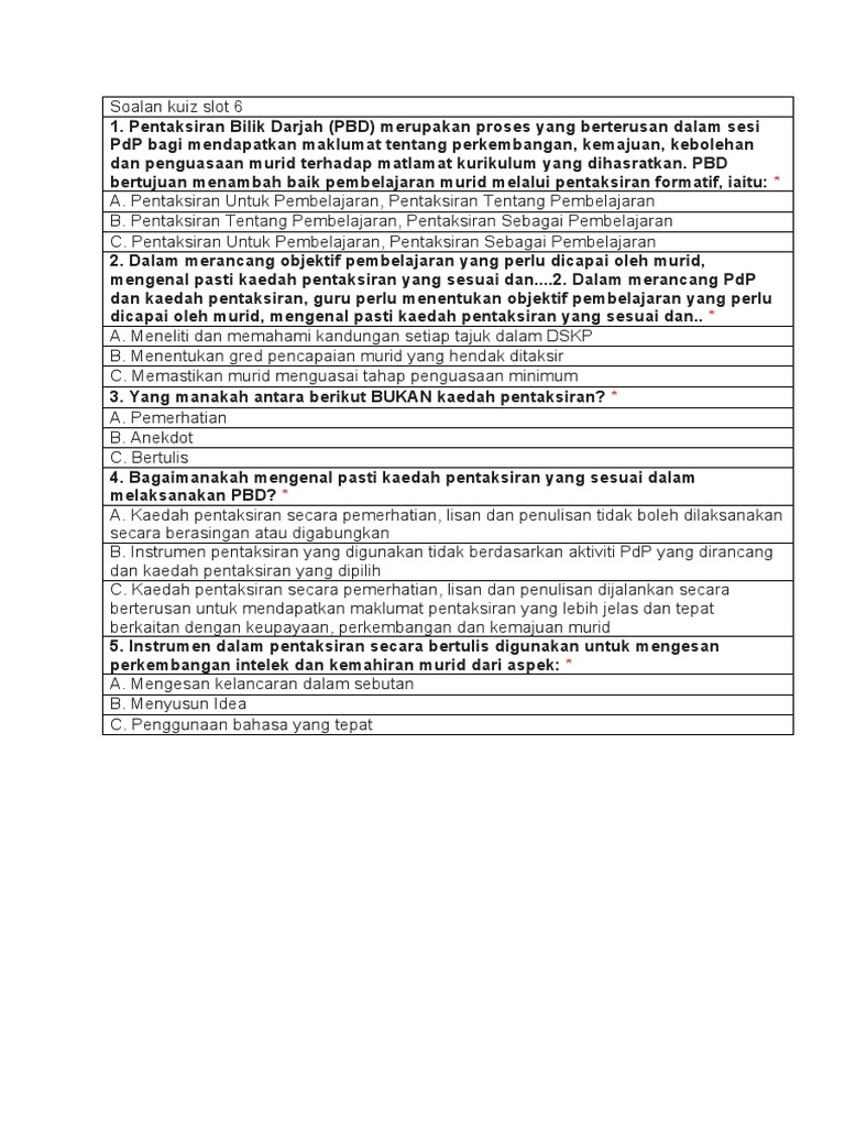 Soalan Kuiz Slot 6 | PDF