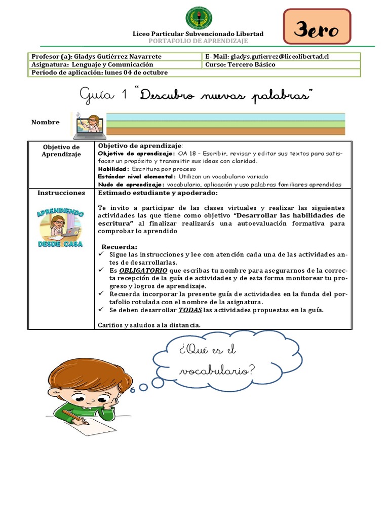 Tercero Portafolio Guia1 | PDF | Aprendizaje