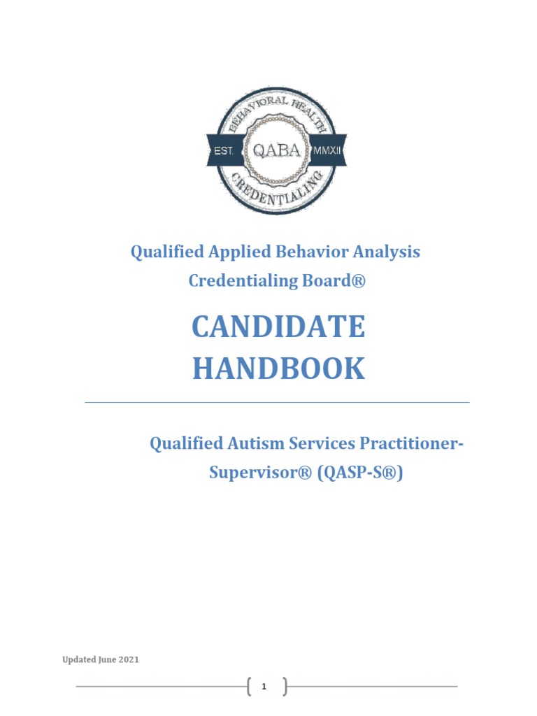 Candidate Handbook: Qualified Applied Behavior Analysis Credentialing ...