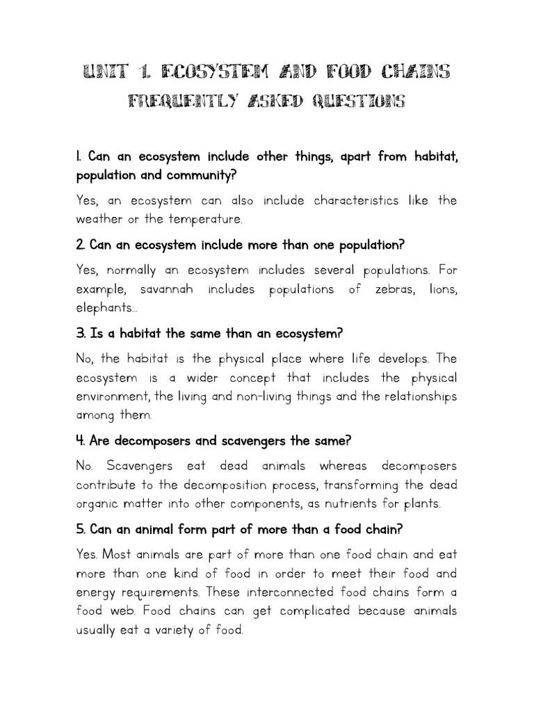 Unit 1. Ecosystem and Food Chains | PDF | Home & Garden