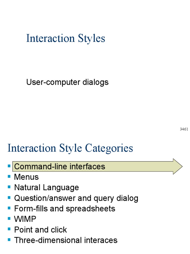Interaction Styles: User-Computer Dialogs | PDF | Command Line Interface | User Interface