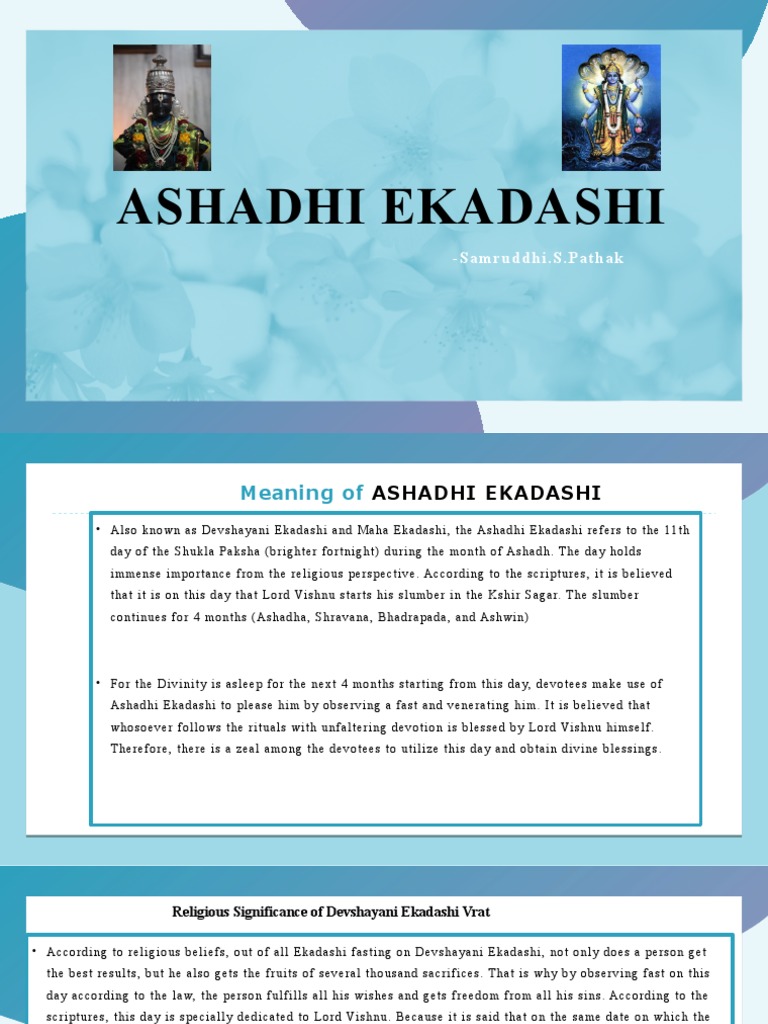 Importance of Ashadhi Ekadashi | PDF | Hindu Worship | Religious Holidays