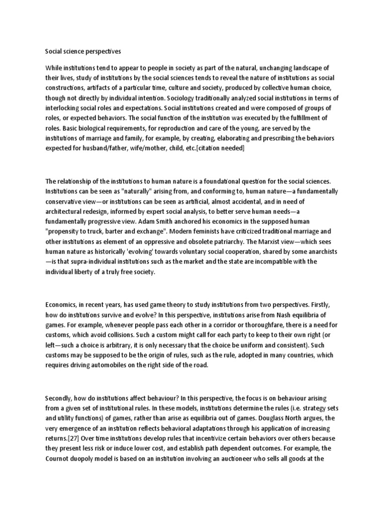 Understanding Social Science Perspectives | PDF | Institution | Academia
