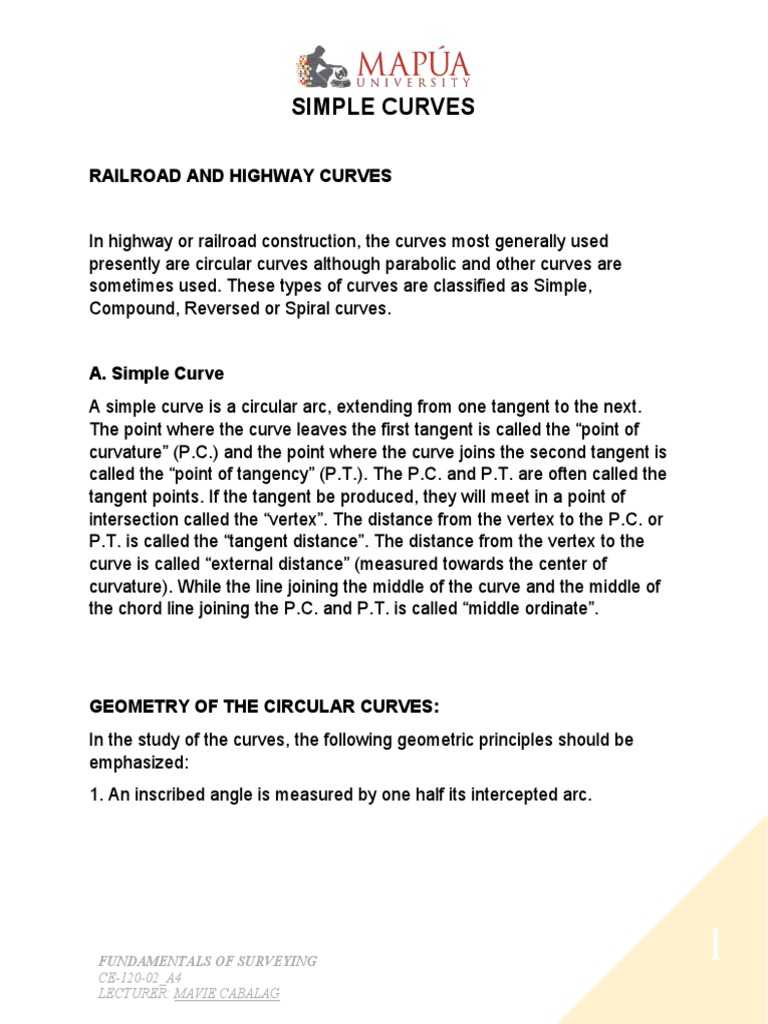 Simple Curve PDF Free | PDF | Angle | Tangent