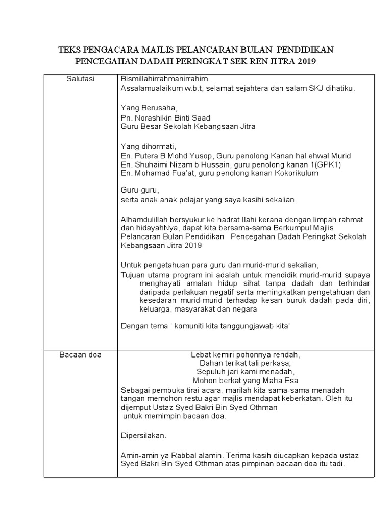 Teks Pengacara Majlis Perasmian Nilam 17-2 | PDF