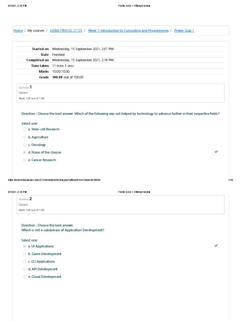 Prelim Quiz 1 Perfect CP1 | PDF | Cloud Computing | Java Script
