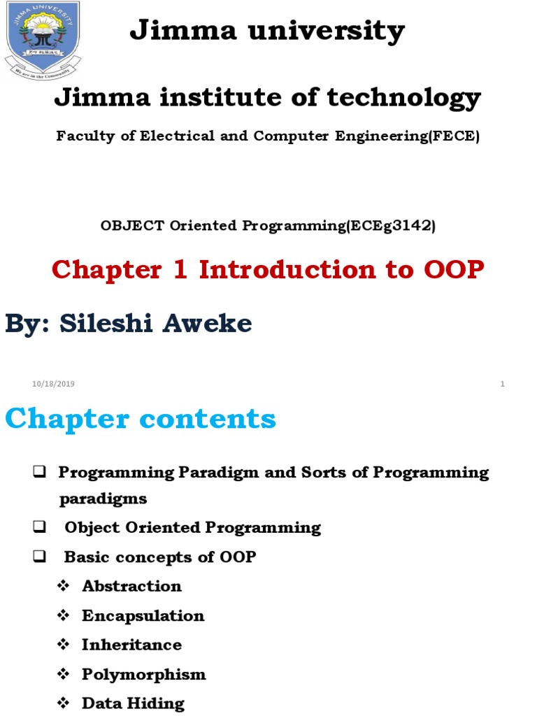 Jimma Institute of Technology: Chapter 1 Introduction To OOP | PDF | Programming Paradigms ...