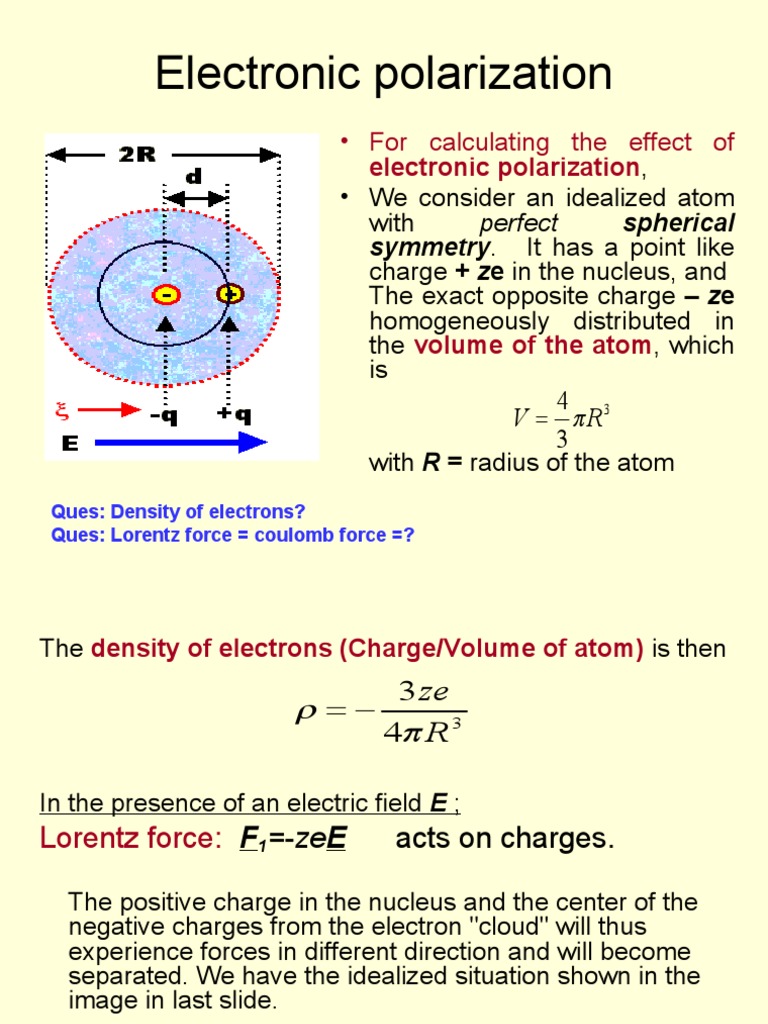 Electronic Polarization: - For Calculating The Effect of | PDF ...