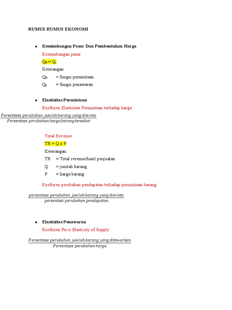 Rumus Rumus Ekonomi | PDF