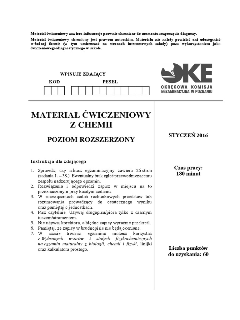 OKE Poznań - Styczeń 2016 - Arkusz | PDF