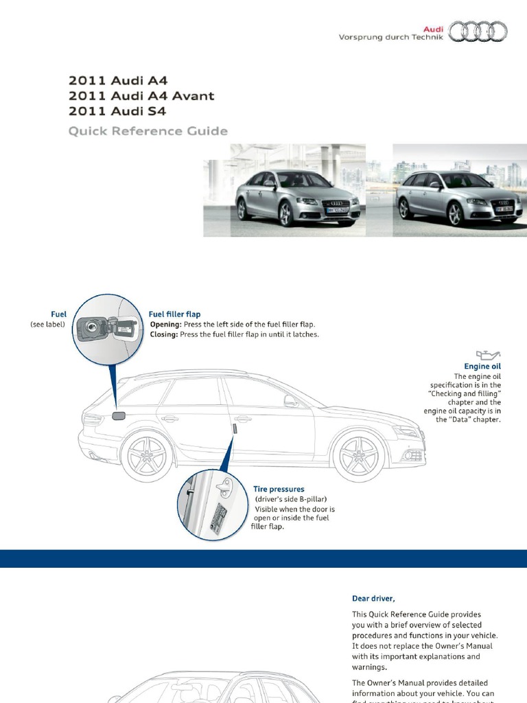 2011 Audi A4 2011 Audi A4 Avant 2011 Audi S4: Quick Reference Guide ...