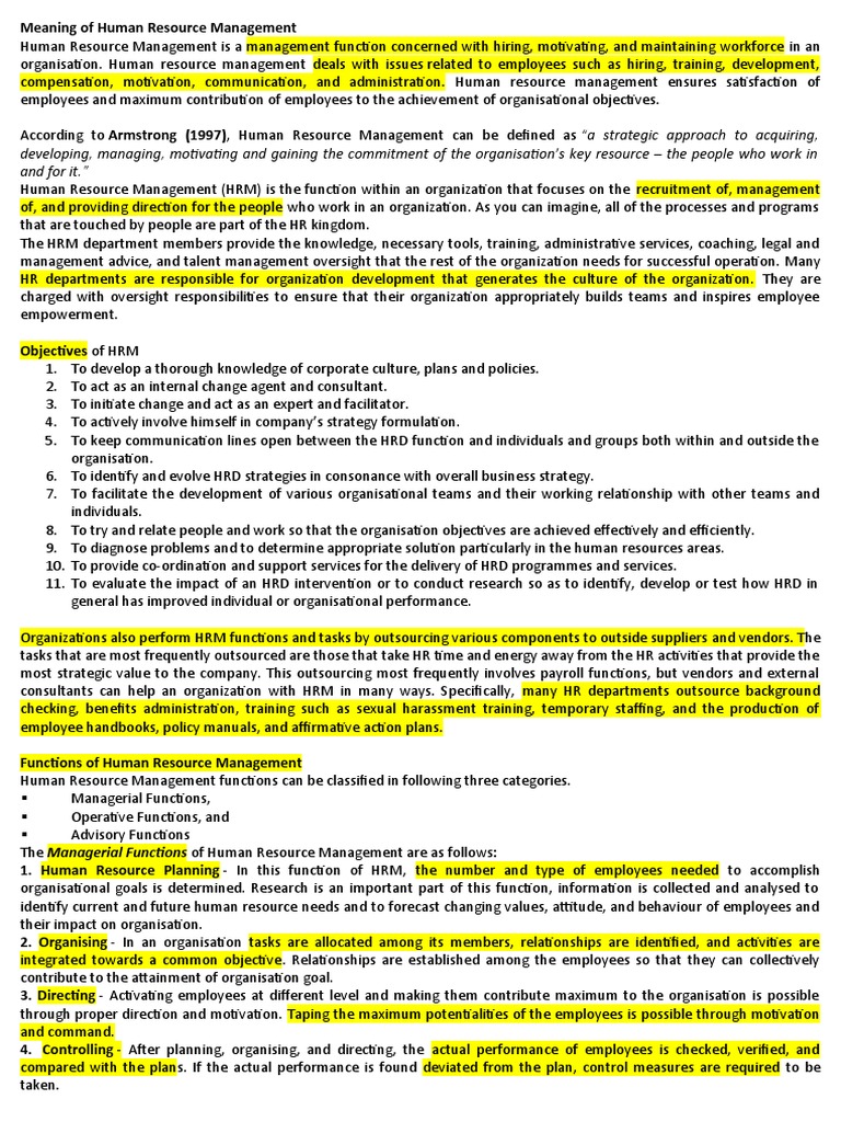 Chapter 1 Overview of HRM | PDF | Human Resource Management | Human ...