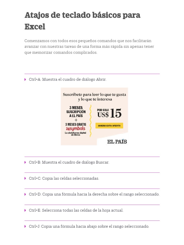 50 Atajos de Teclado para Excel Que Cambiarán Tu Forma de Trabajar ...