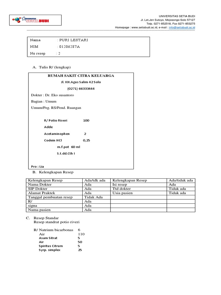 Resep2 - Puri Lestari - 01206287a | PDF