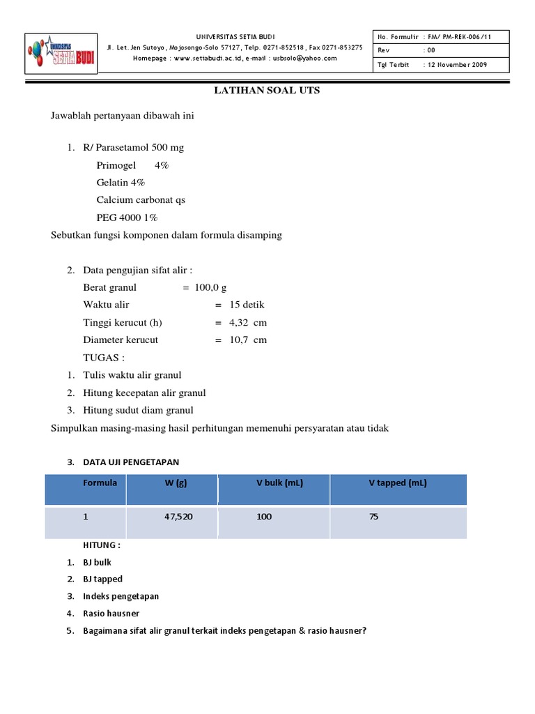 Uji Rasio Hausner Granul dan Tablet | PDF | Sains & Matematika