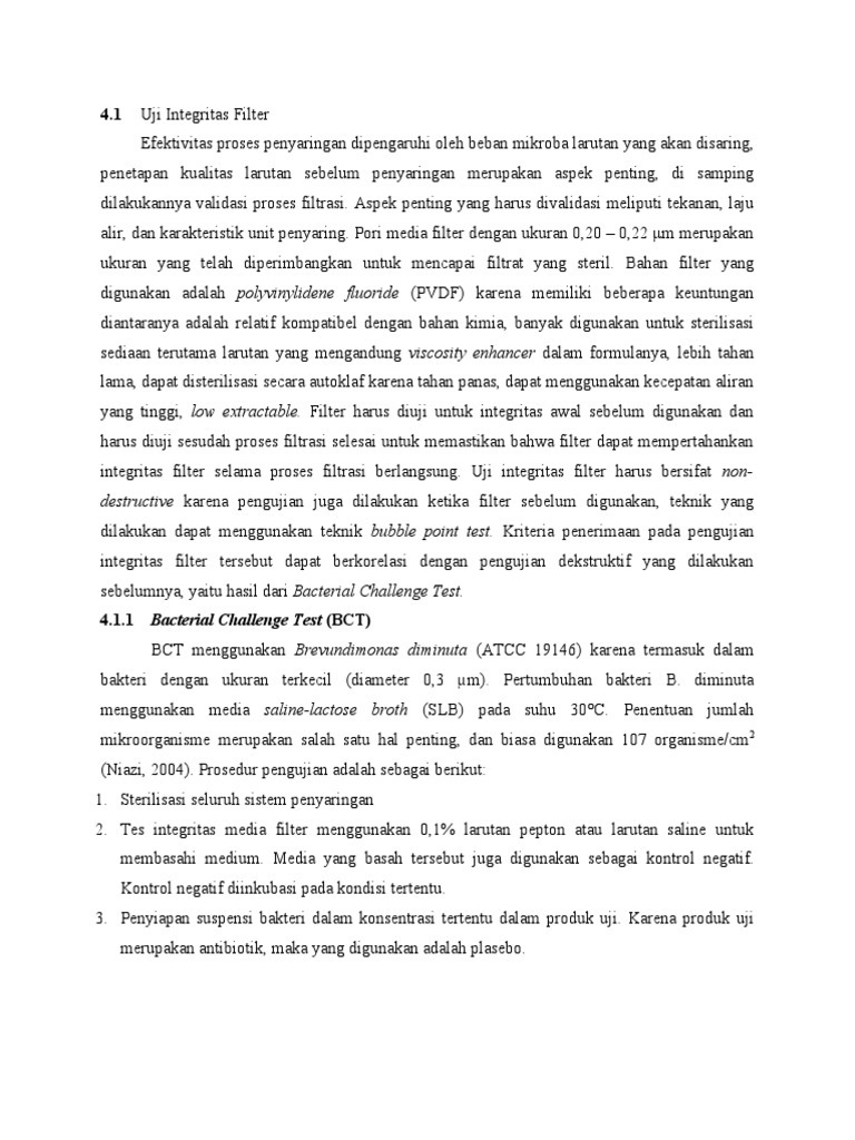 Uji Integritas Filter | PDF