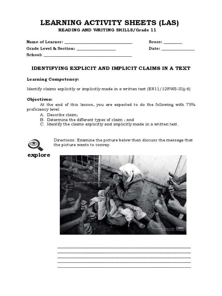 Identifying explicit and implicit claims | PDF | Evidence | Policy