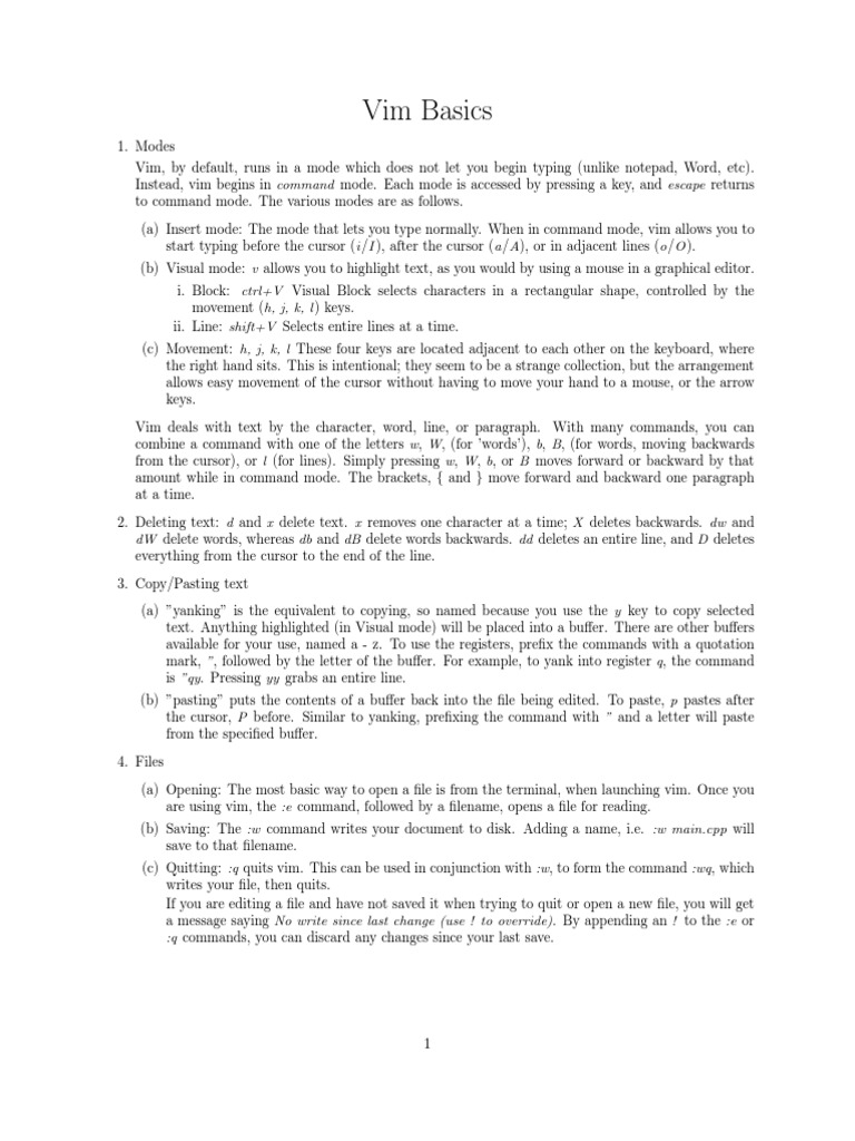 Vim Basics | PDF | Cursor (User Interface) | Computer File