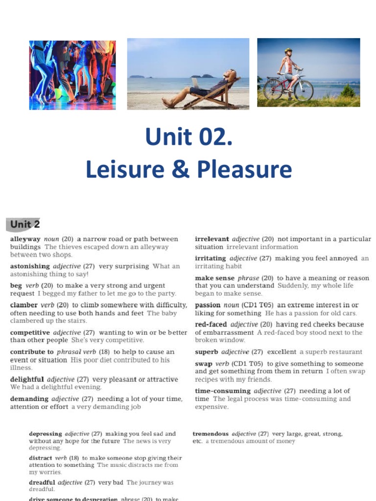 Complete First Unit 2. Leisure and Pleasure | PDF | Adverb | Human ...