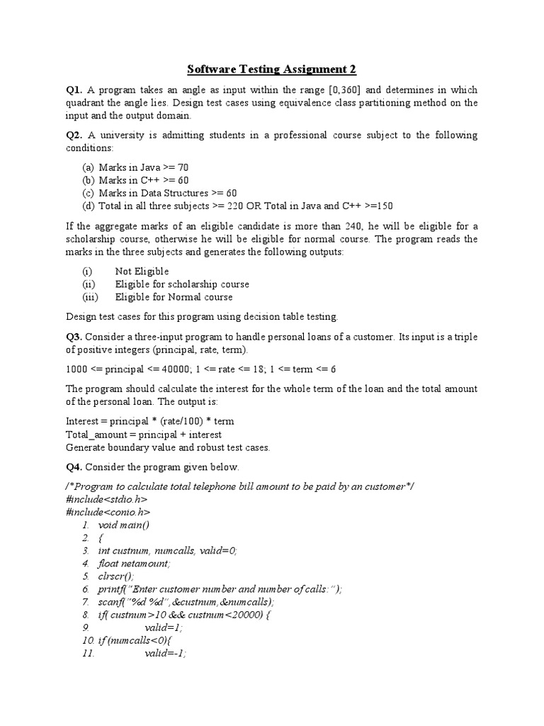 Software Testing Assignment 2 Pdf Computer Engineering Computer Programming